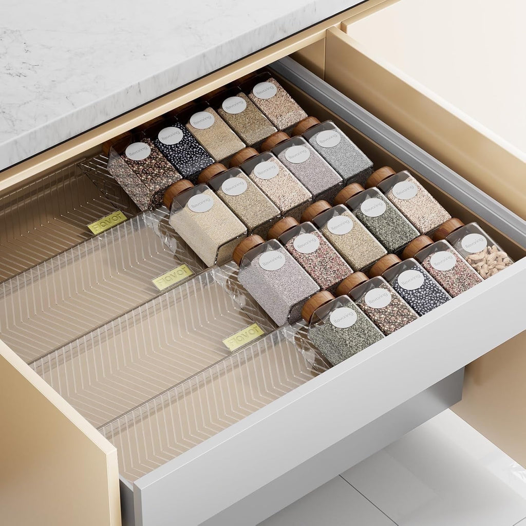 8 Pack Spice Drawer Organizer for 11.5" to 23" Wide Kitchen Cabinets D ...